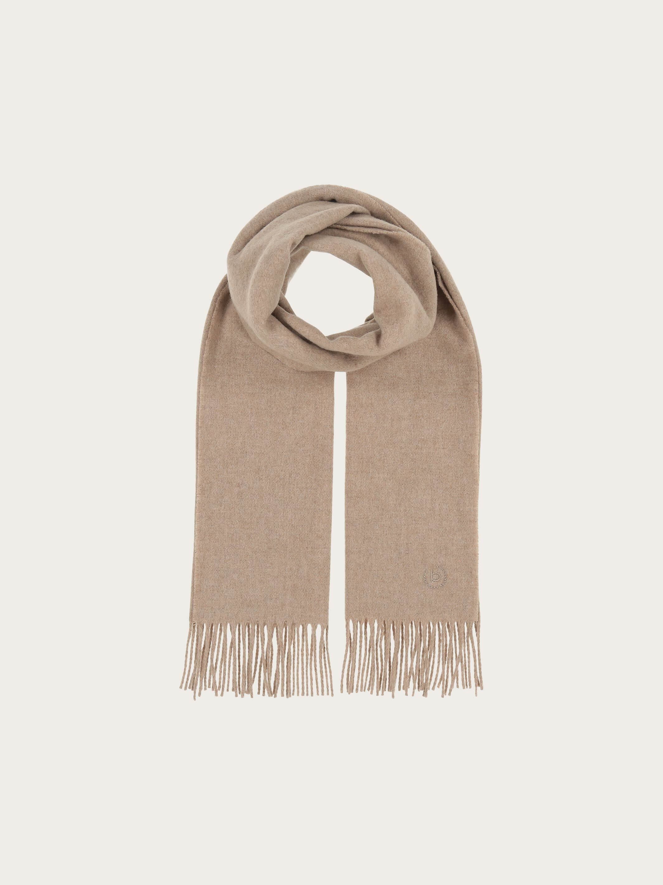 Einfarbiger Webschal in Wollmischung mit gesticktem bugatti-Logo ...